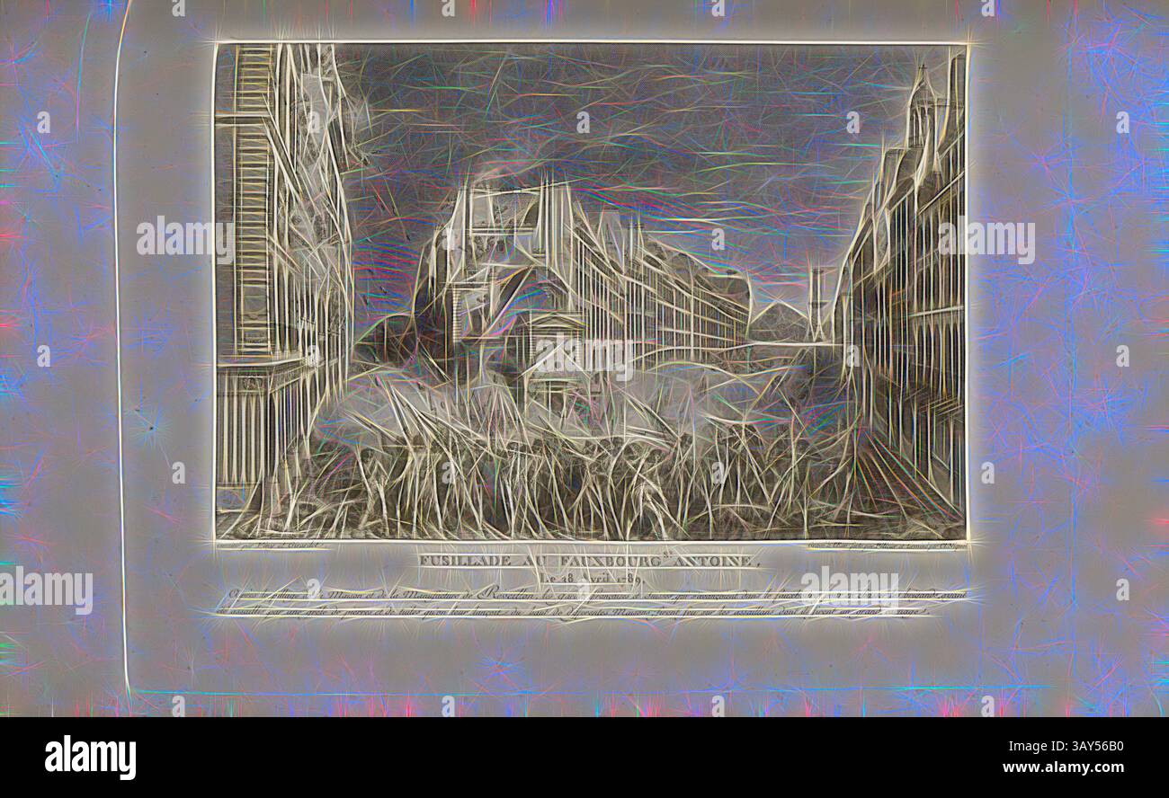 A bustling urban scene depicts people navigating through a narrow ...