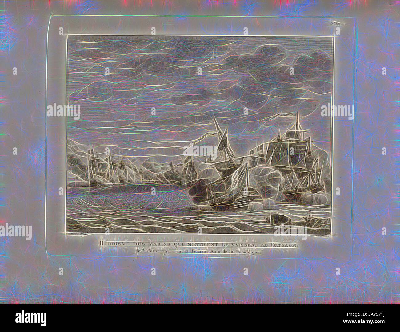 A coastal scene features several ships anchored near a rocky shore, set ...