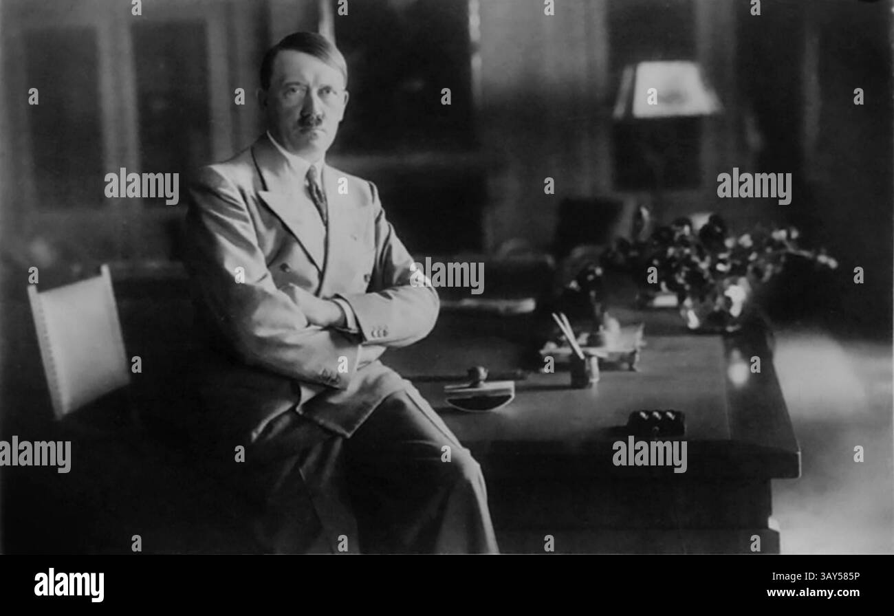 Adolf Hitler, portrait, seated on desk, facing front Stock Photo - Alamy