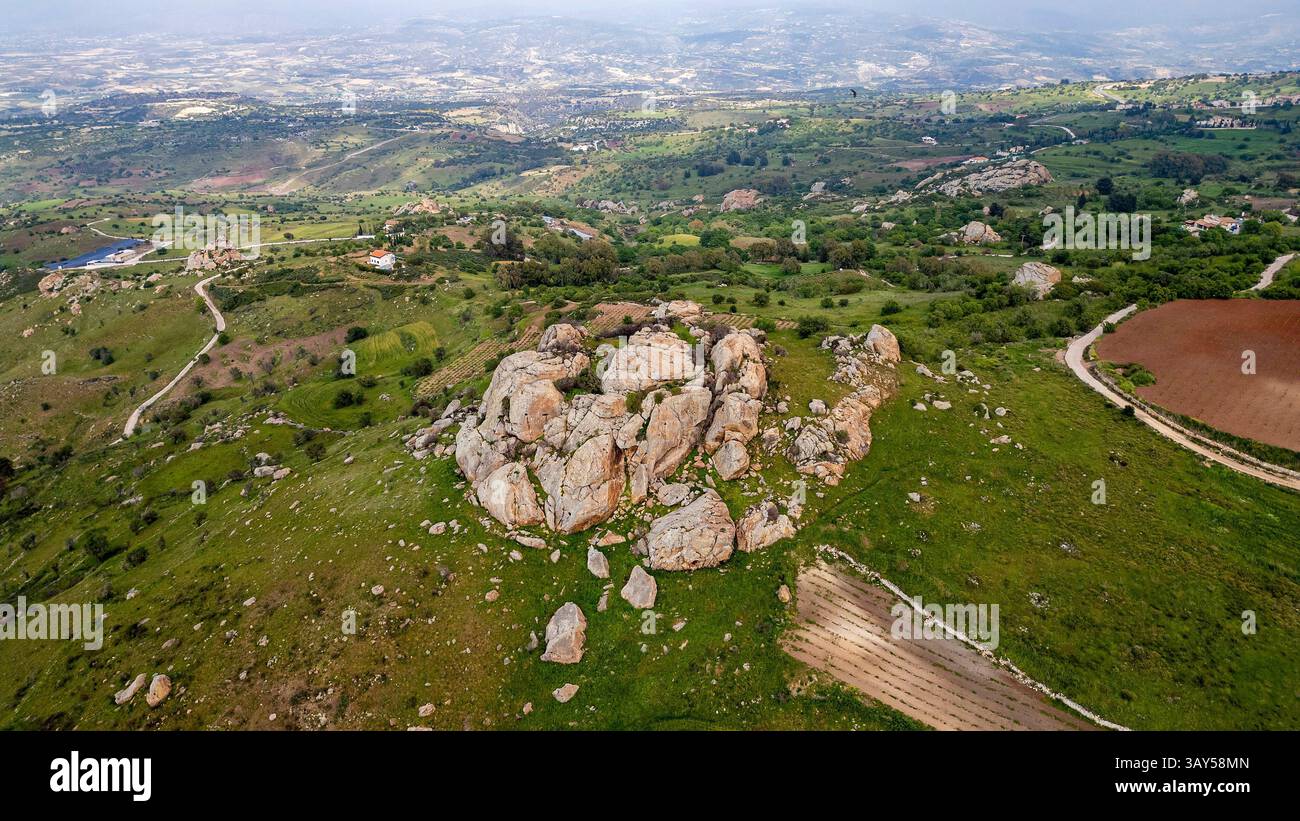 Aerial drone view of the landscape around Drouseia and Akamas heights ...