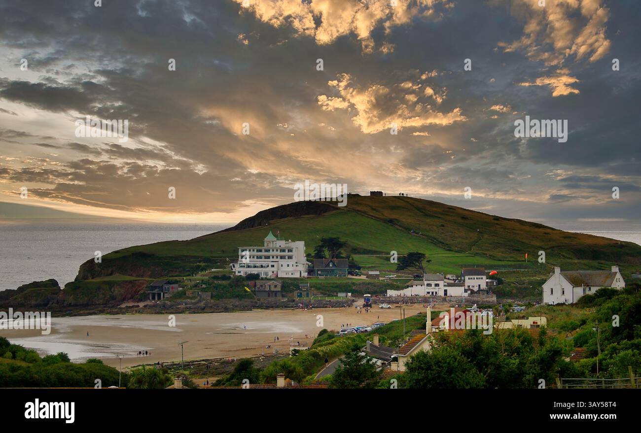 Burgh Island from Bigbury-On-Sea, the Art Deco Hotel dominates the ...