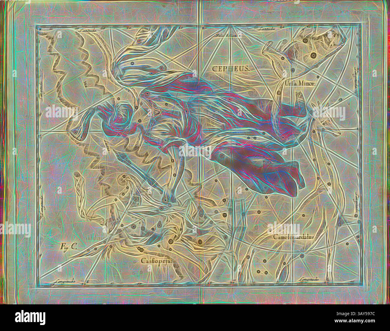 A celestial illustration depicting the constellation Cepheus, featuring ...