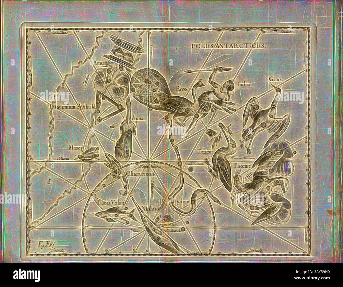 A detailed historical map depicting the Antarctic region, featuring ...