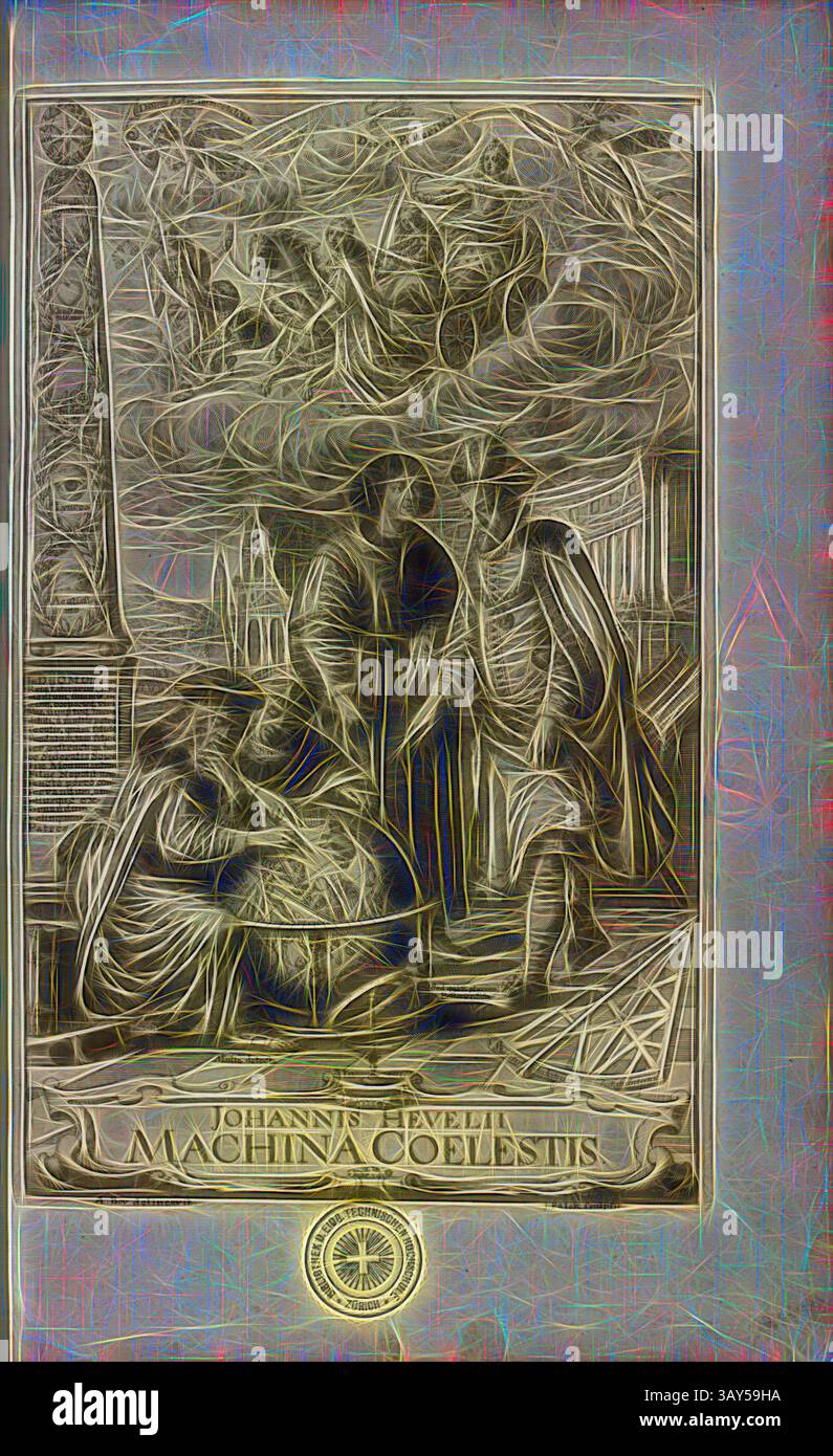 An intricate composition featuring figures engaged in scholarly ...