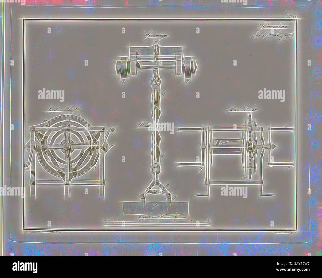 A detailed blueprint showcasing various engineering instruments ...