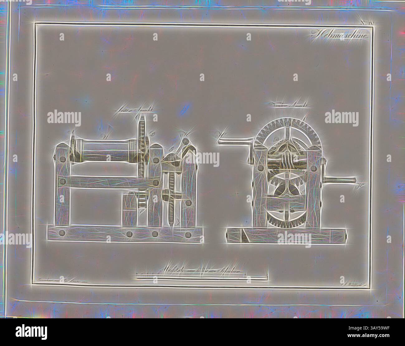 Detailed schematic of two vintage machines hi-res stock photography and ...