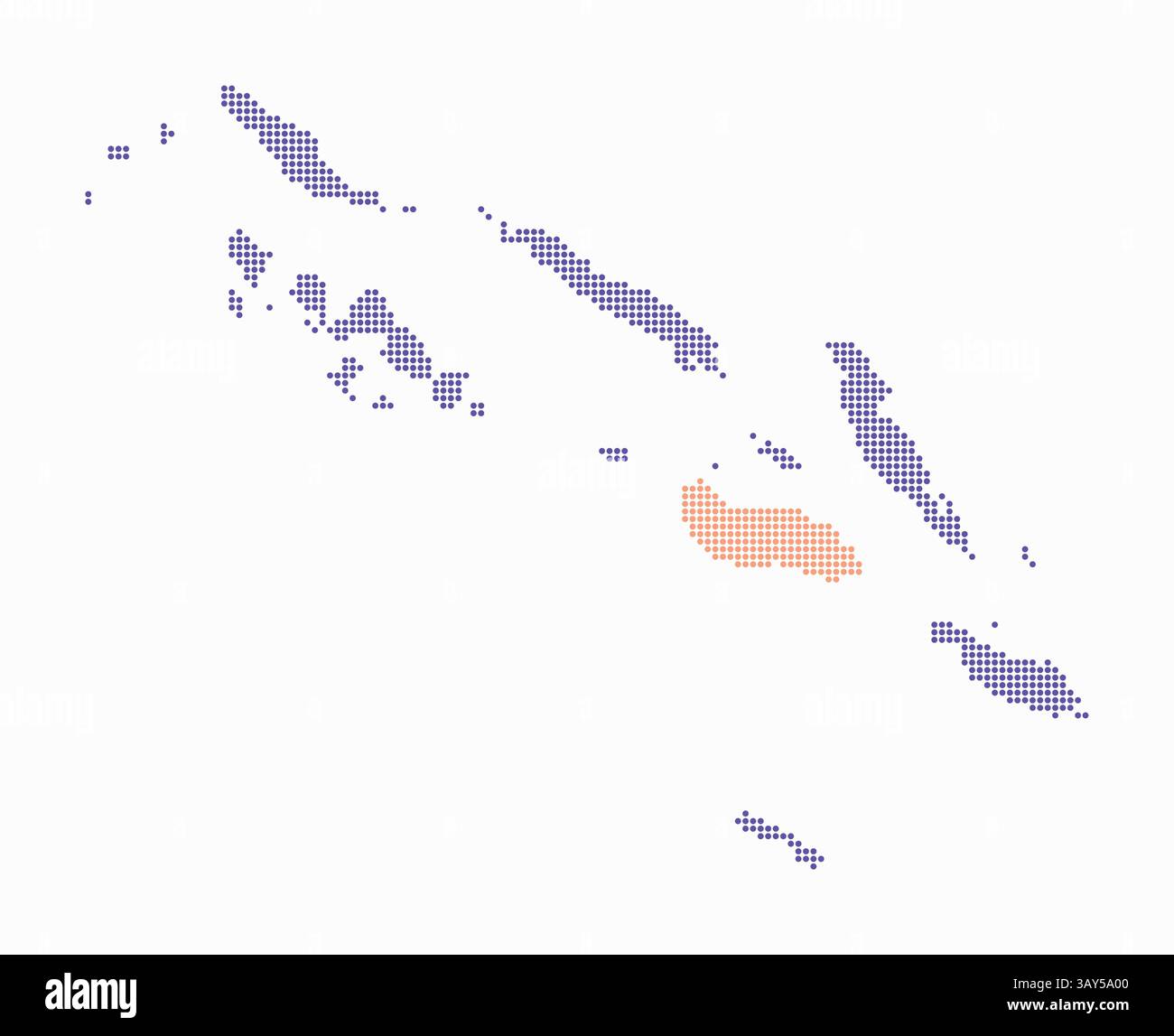 Solomon Islands dotted map. Digital style map of the country on white ...