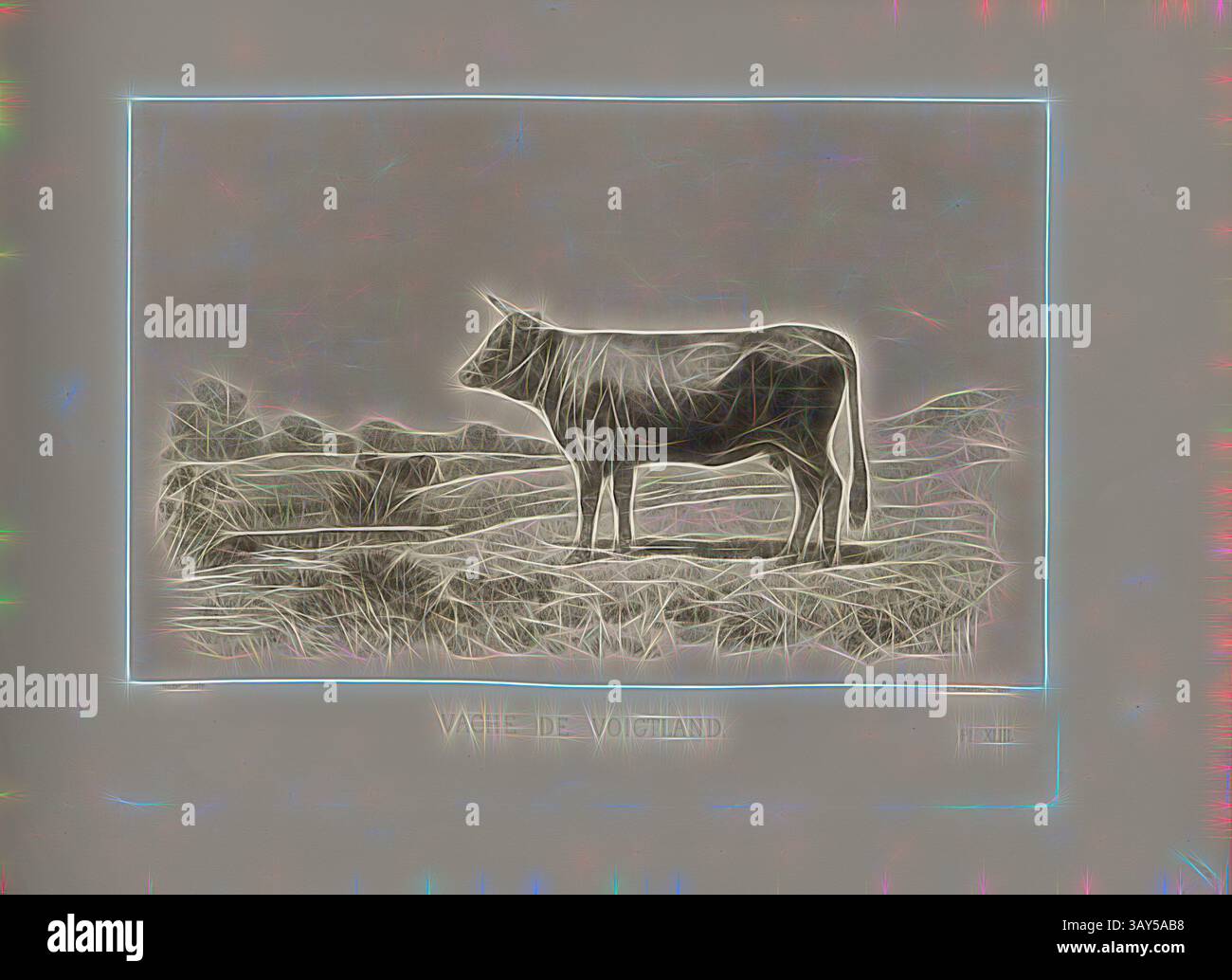 A lone cow stands amidst a serene landscape, capturing a moment of ...