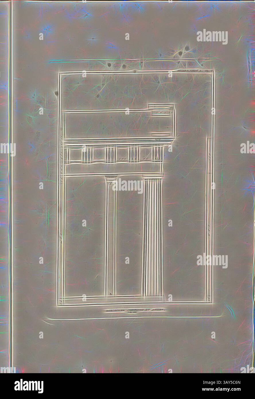 A stylized representation of a classical temple structure, featuring ...