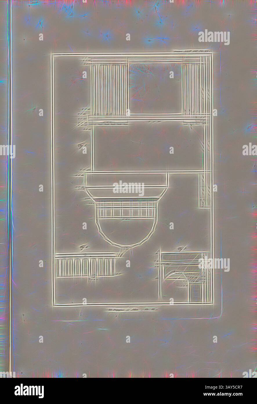 A stylized architectural blueprint featuring geometric shapes ...