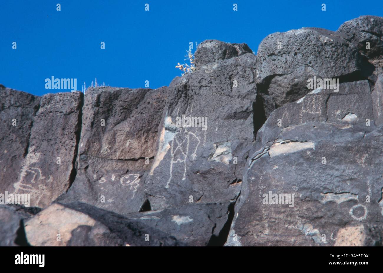 Ancient Native American petroglyphs carved into rocks at the Petroglyph ...