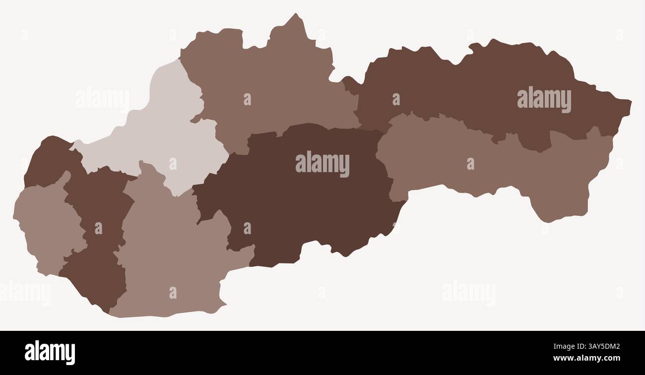 Map of Slovakia with regions. Just a simple country border map with ...