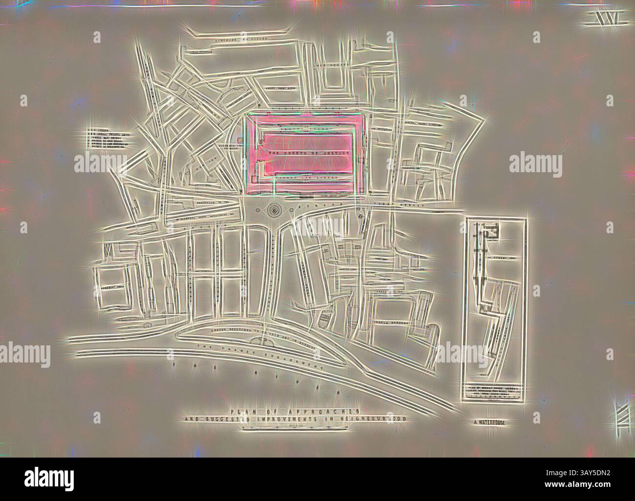 A detailed map of an urban area, showcasing intricate street layouts ...