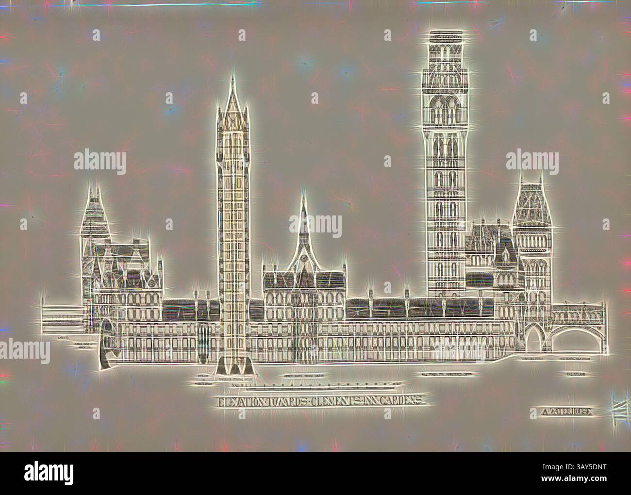 An artistic rendering of a historic building complex featuring ...