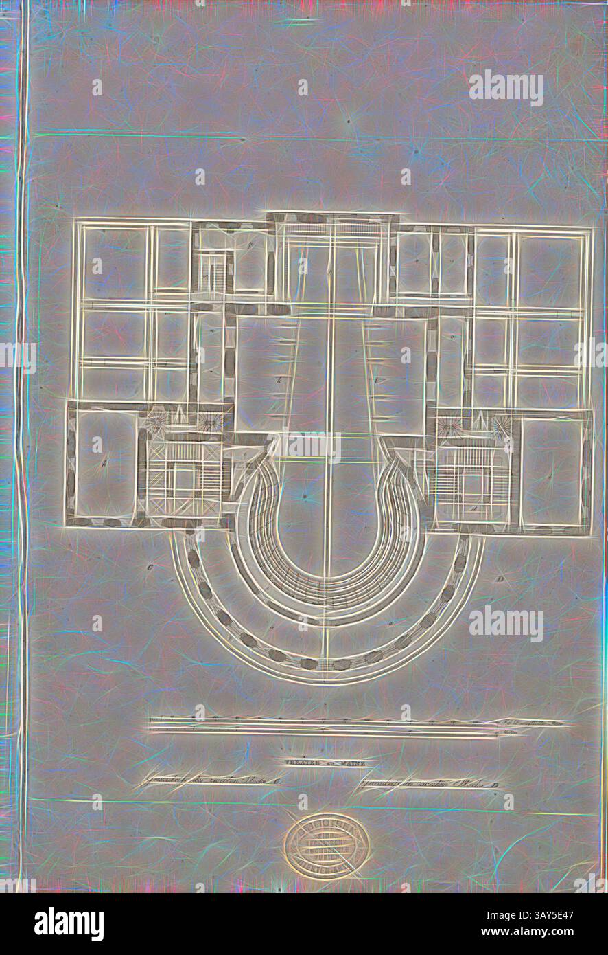 A detailed architectural blueprint showcasing the design of a complex ...