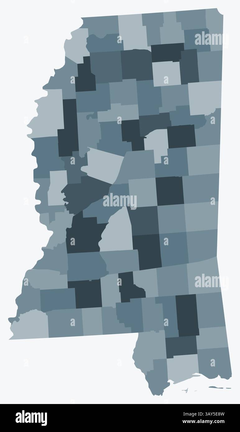 Map of Mississippi with counties. Just a simple state border map with ...