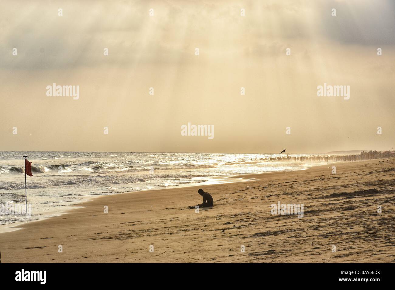 Sunrise over beach at Puri in Odisha, India. Sunrise by the sea on the ...