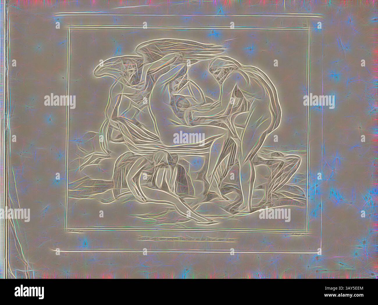 A dynamic scene featuring multiple figures engaged in a dramatic ...