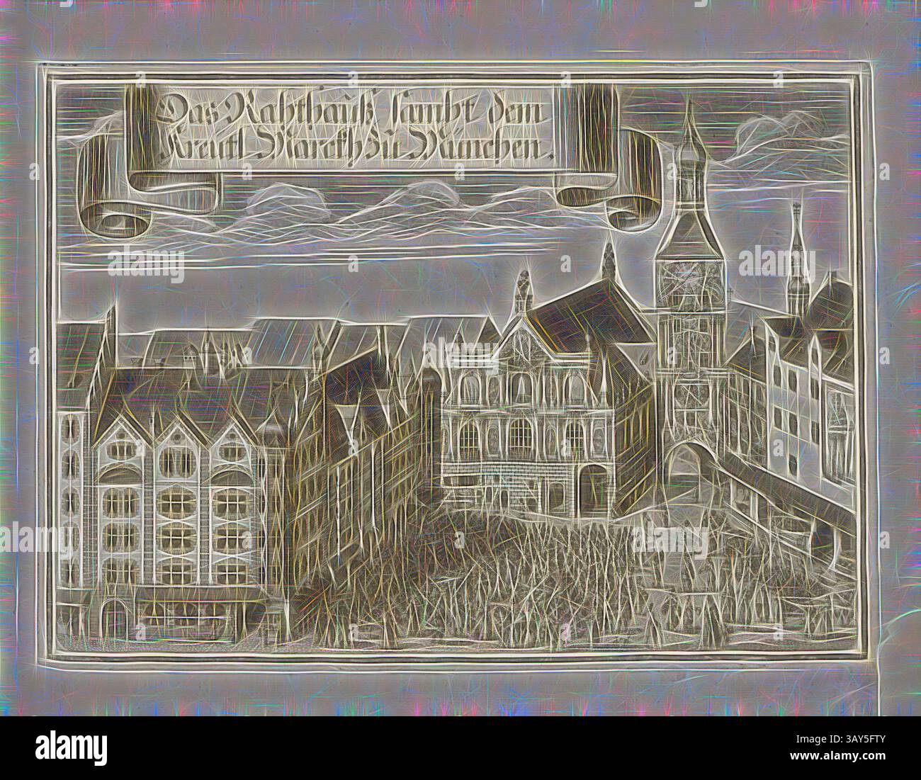 A detailed illustration depicting a bustling square filled with ...