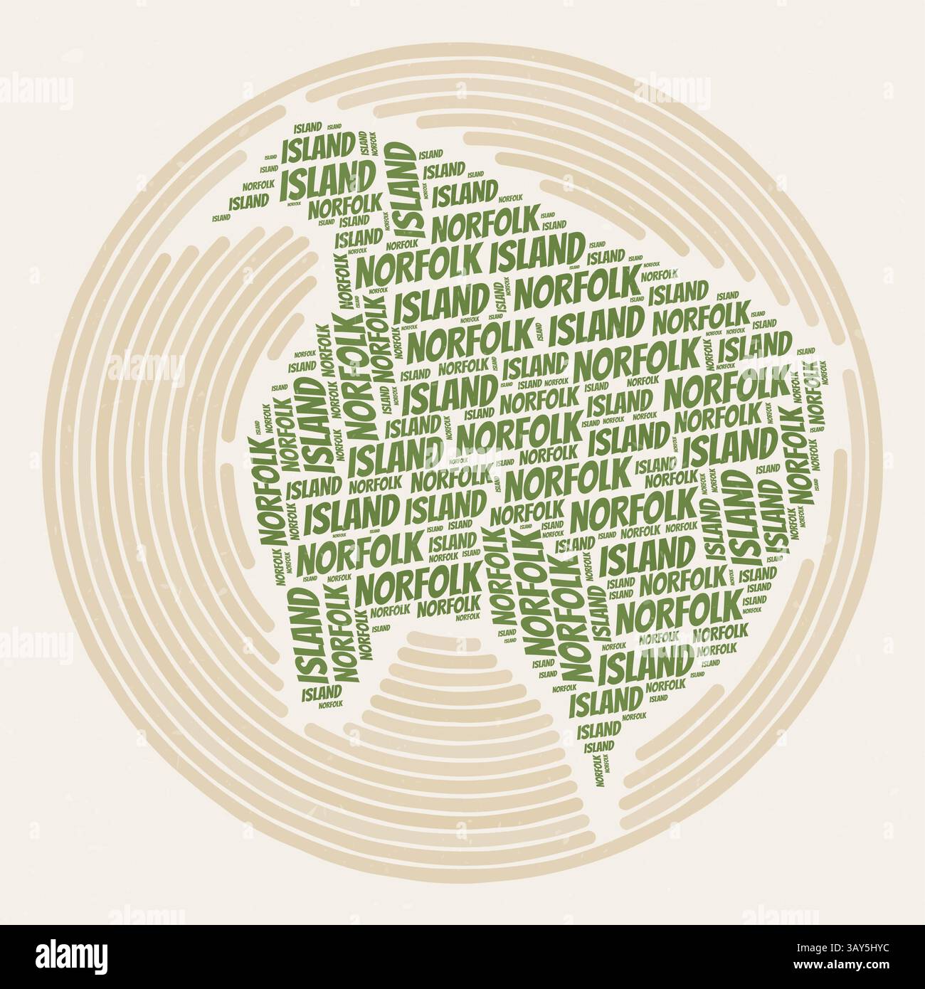 Norfolk Island Round Poster. Typography style image of Country. Regions ...