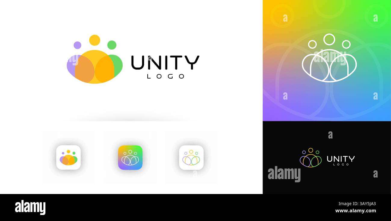 Modern Unity Logo Featuring Abstract Human Figures In Overlapping ...