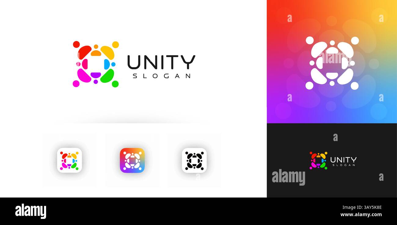 Colorful Unity Logo With Abstract People Forming A Circle, Representing ...