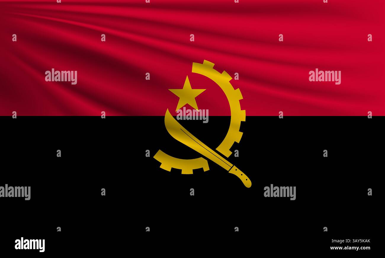 Vector flag of Angola waving closeup style background illustration ...