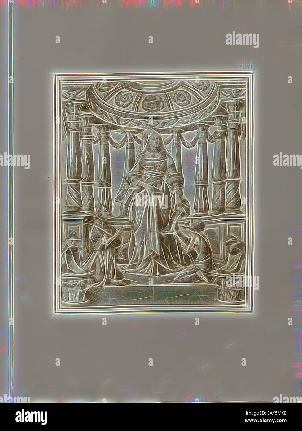 A detailed artistic representation showcasing a regal figure adorned in ...