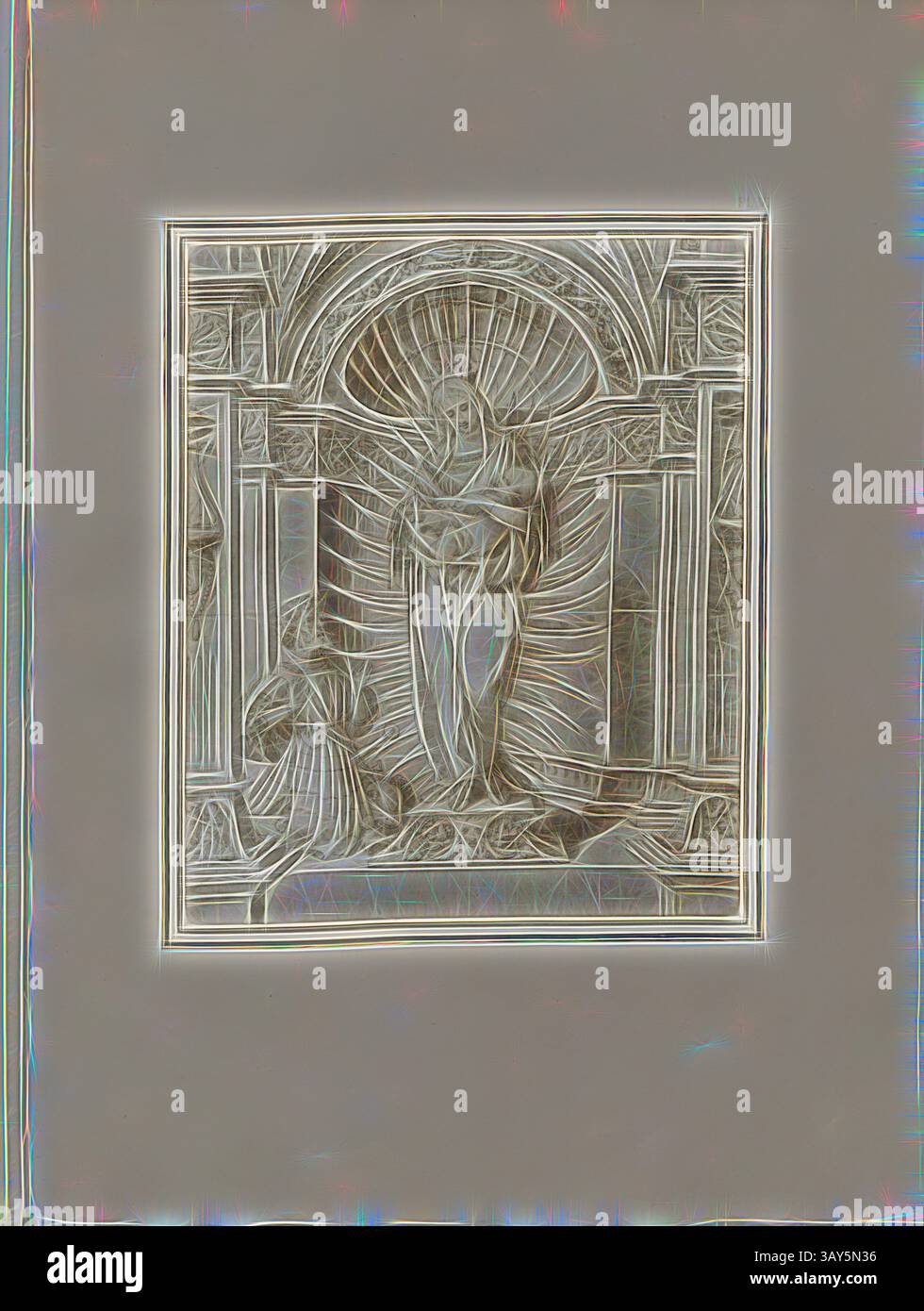 A detailed depiction of a serene figure in a radiant stance, surrounded ...