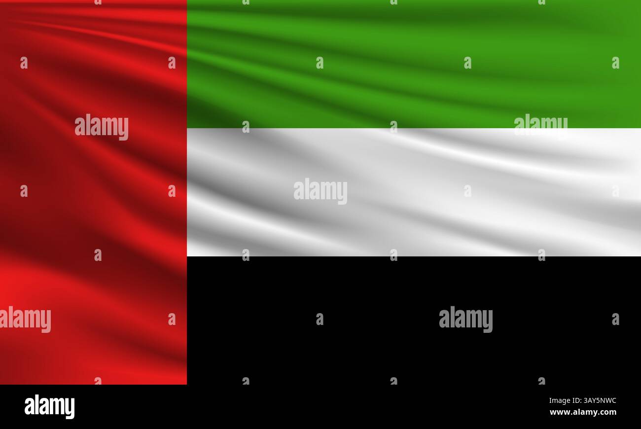 Vector flag of UAE waving closeup style background illustration Stock ...
