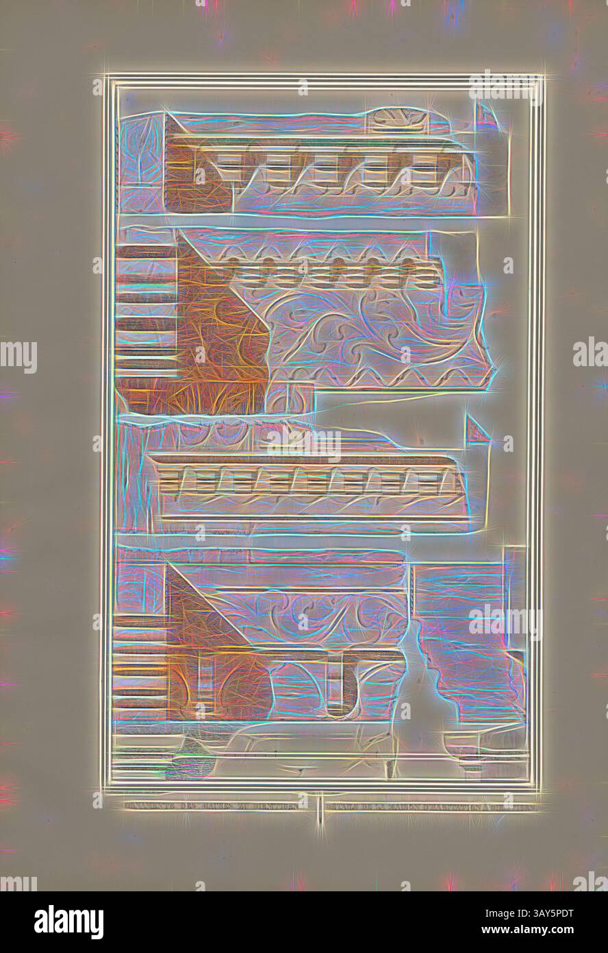 An abstract composition featuring intricate patterns and textures ...