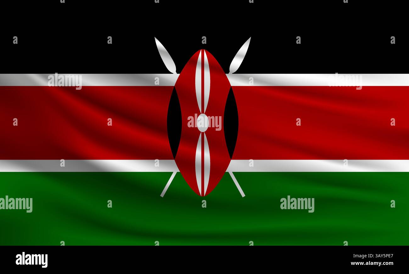 Vector flag of Kenya waving closeup style background illustration Stock ...