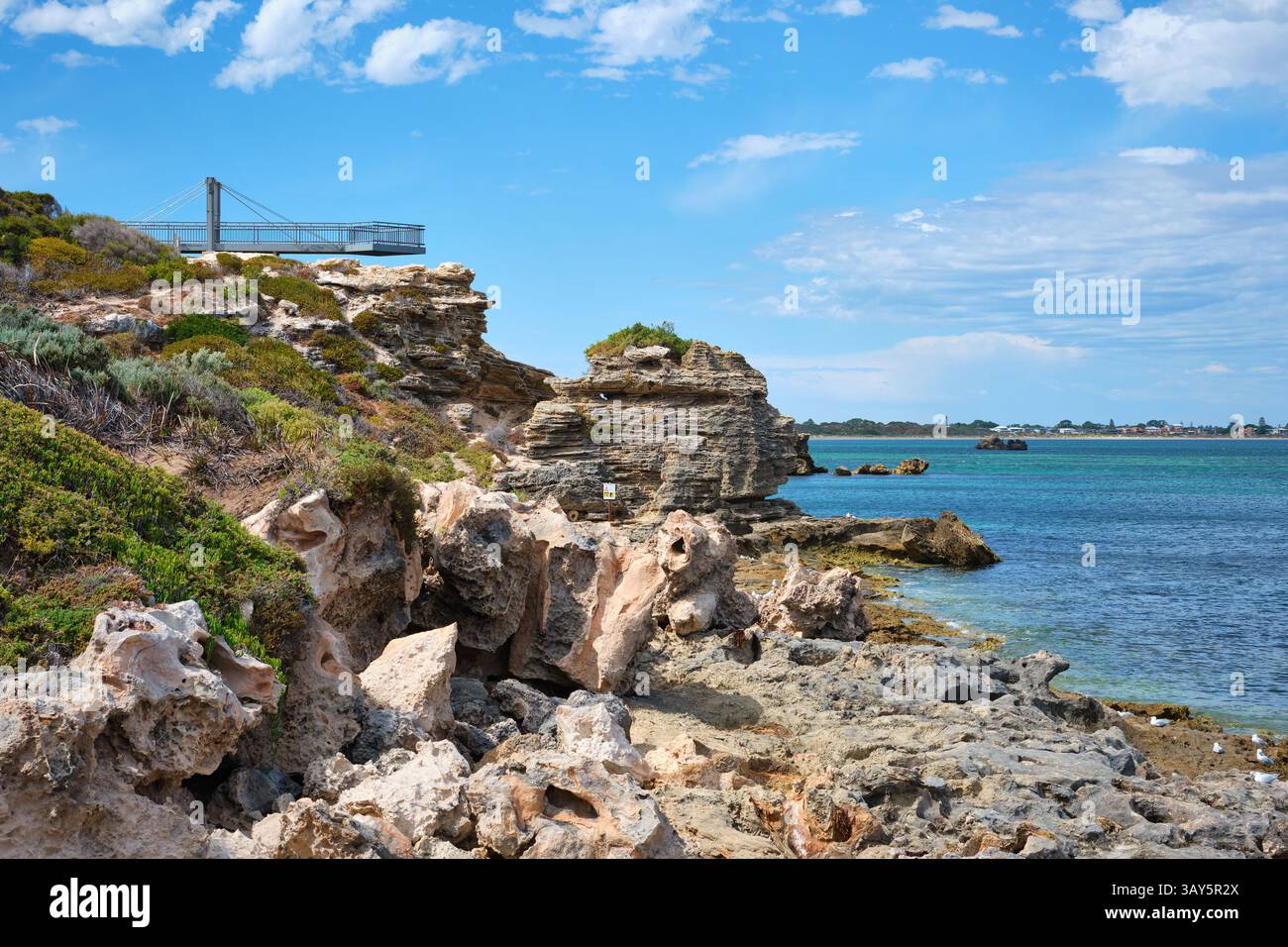 Coastal limestone below Cape Peron Lookout at Point Peron, Cape Peron ...