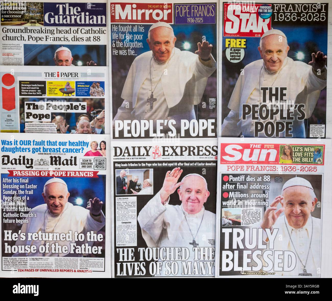 22 April 2025. The death of Pope Francis I on 21 April makes the front ...