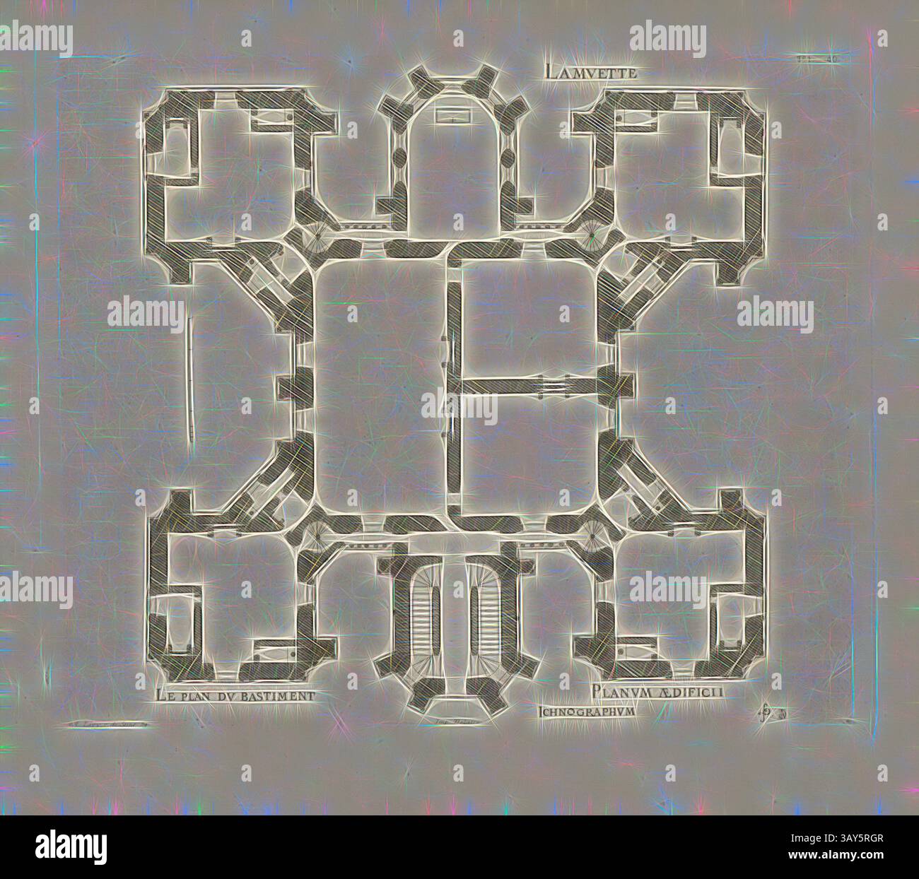 A detailed architectural floor plan featuring intricate layouts and ...