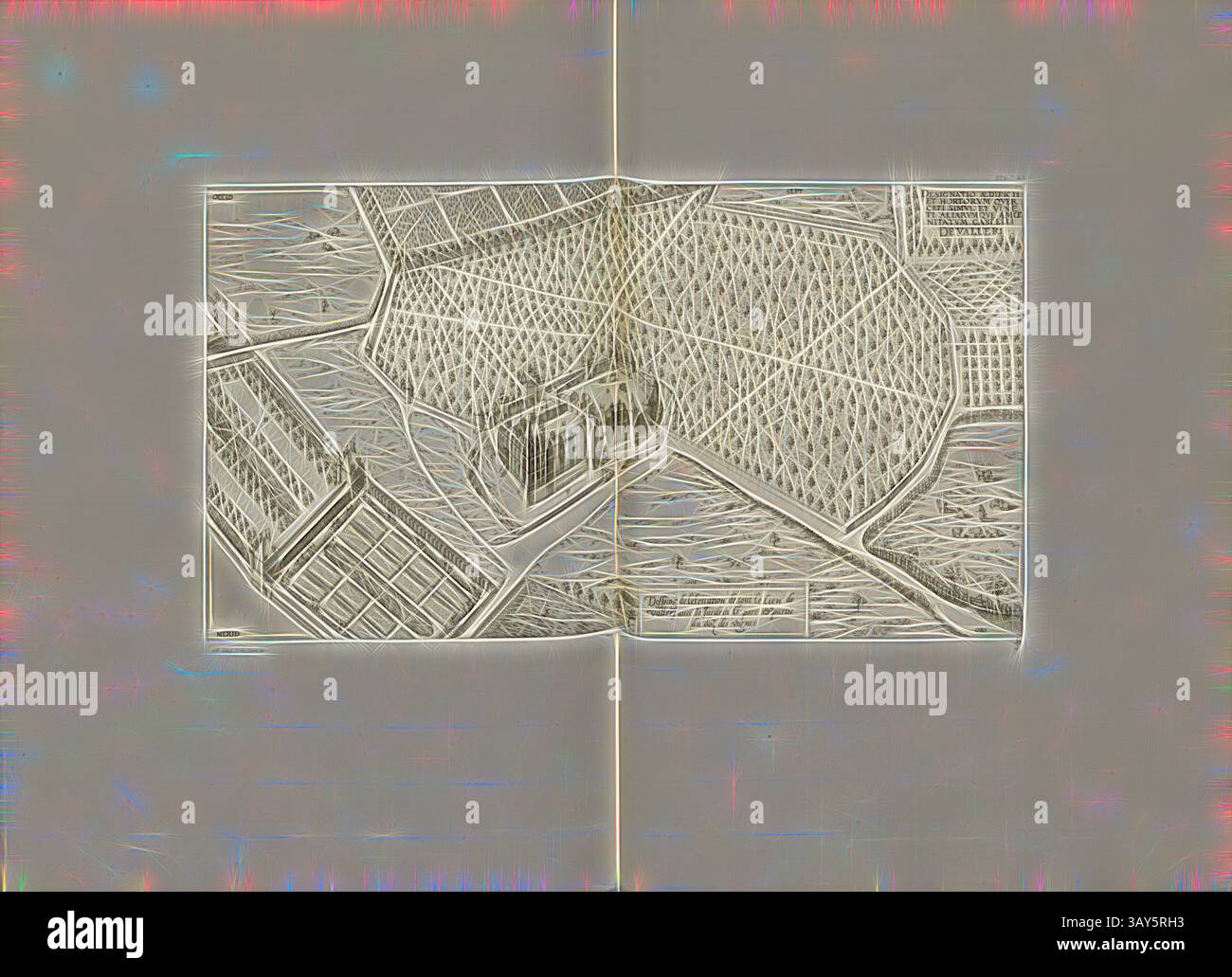 A detailed architectural blueprint showcases a complex layout ...