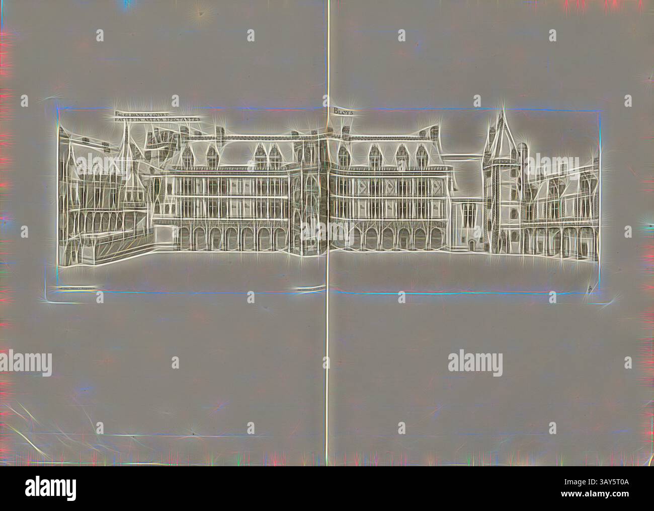 A detailed architectural illustration showcases a grand historical ...