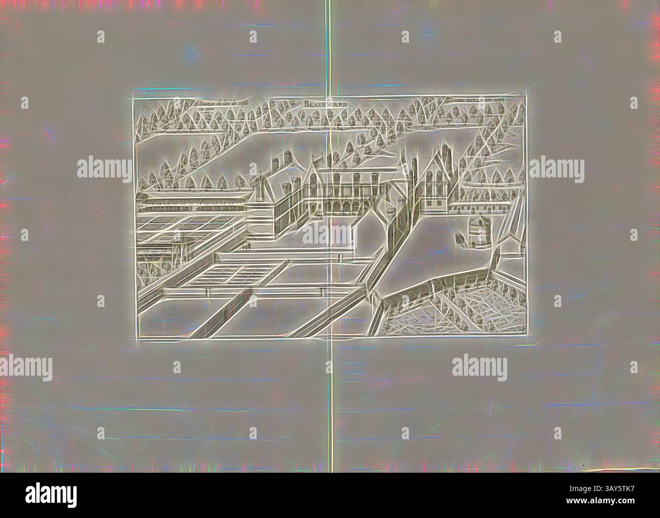 A stylized representation of a landscape featuring intricate ...