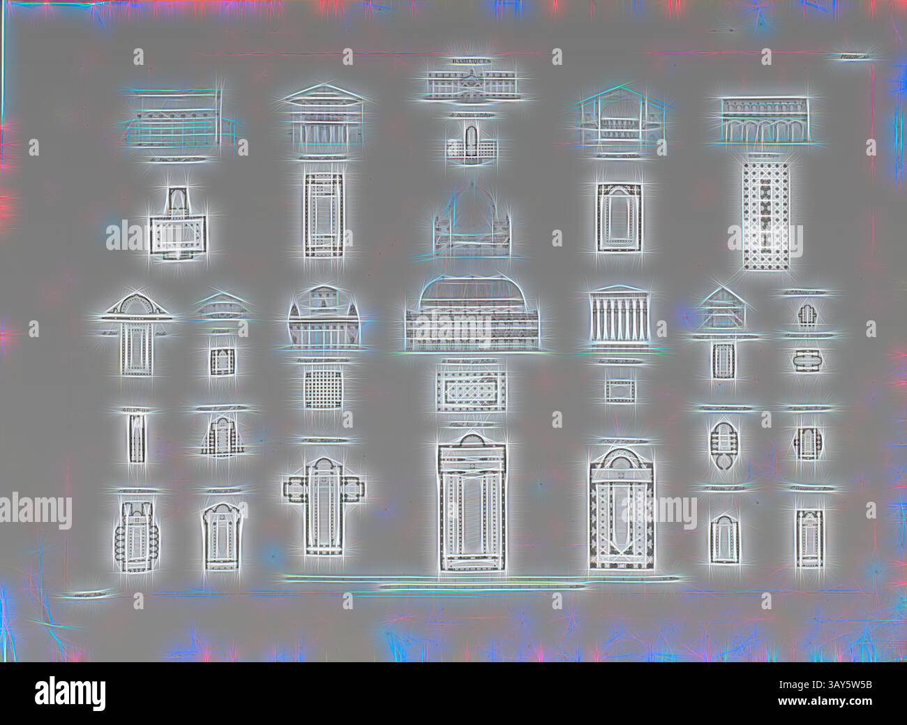 A collection of architectural designs featuring various building ...