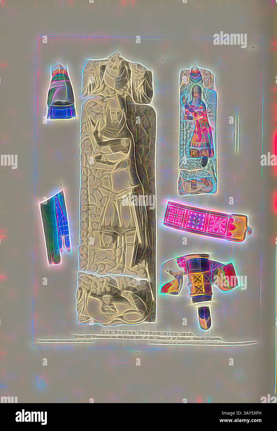 A collection of ancient artifacts, including a detailed statue, an ...