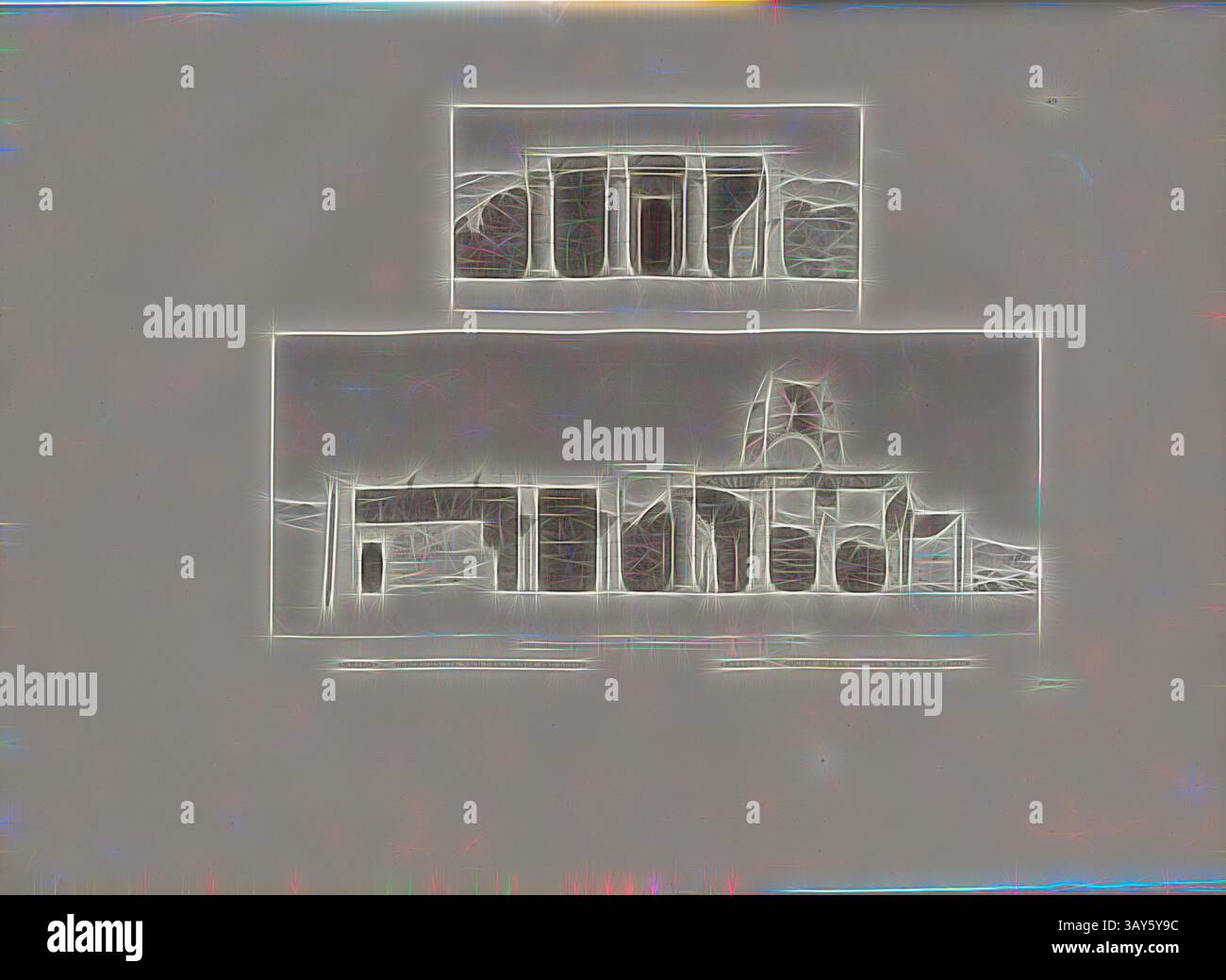 Stylized depiction of ancient stone structures hi-res stock photography ...