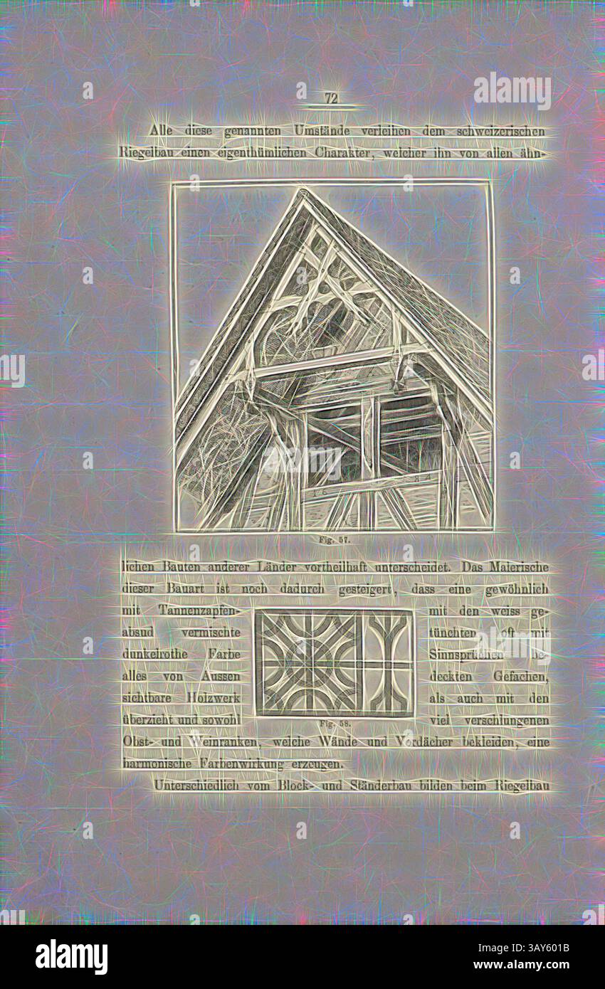 An architectural illustration featuring a detailed view of a gabled ...