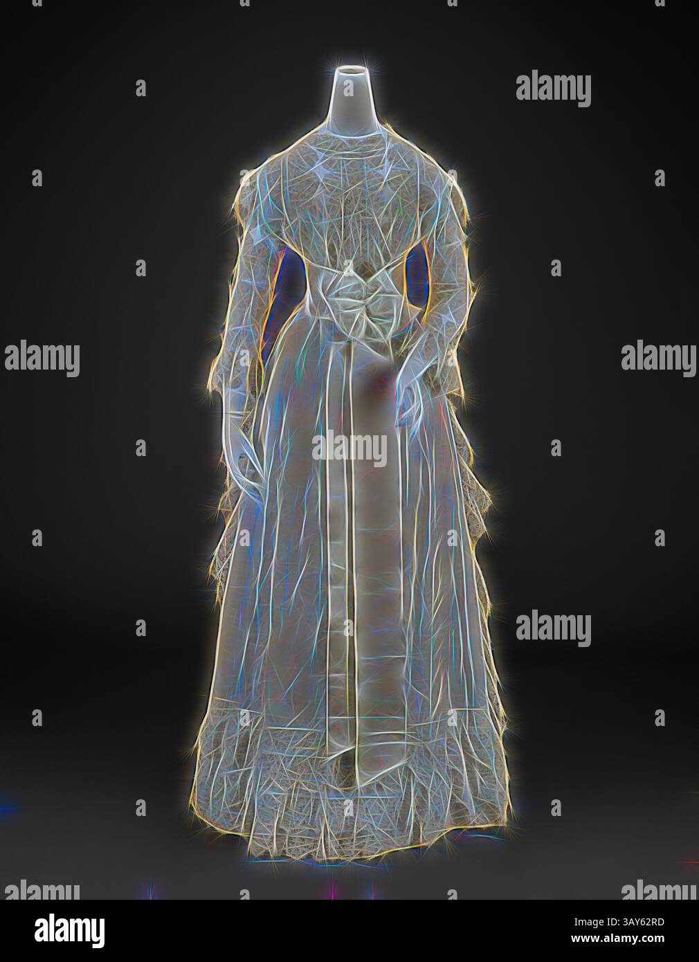 A vintage dress with intricate details, featuring a fitted bodice and ...