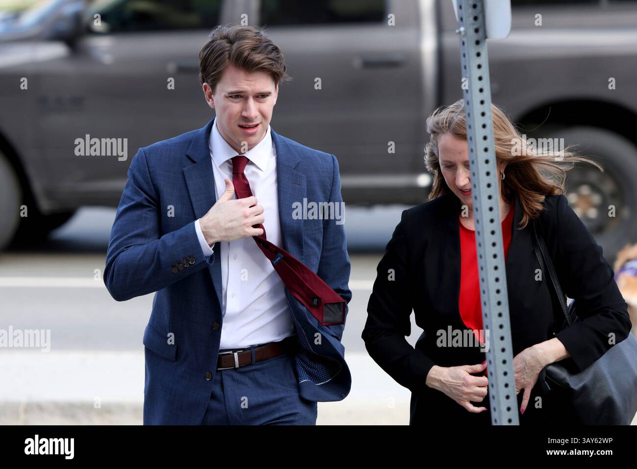 Carter Hart is seen outside the London Courthouse in London, Ontario ...