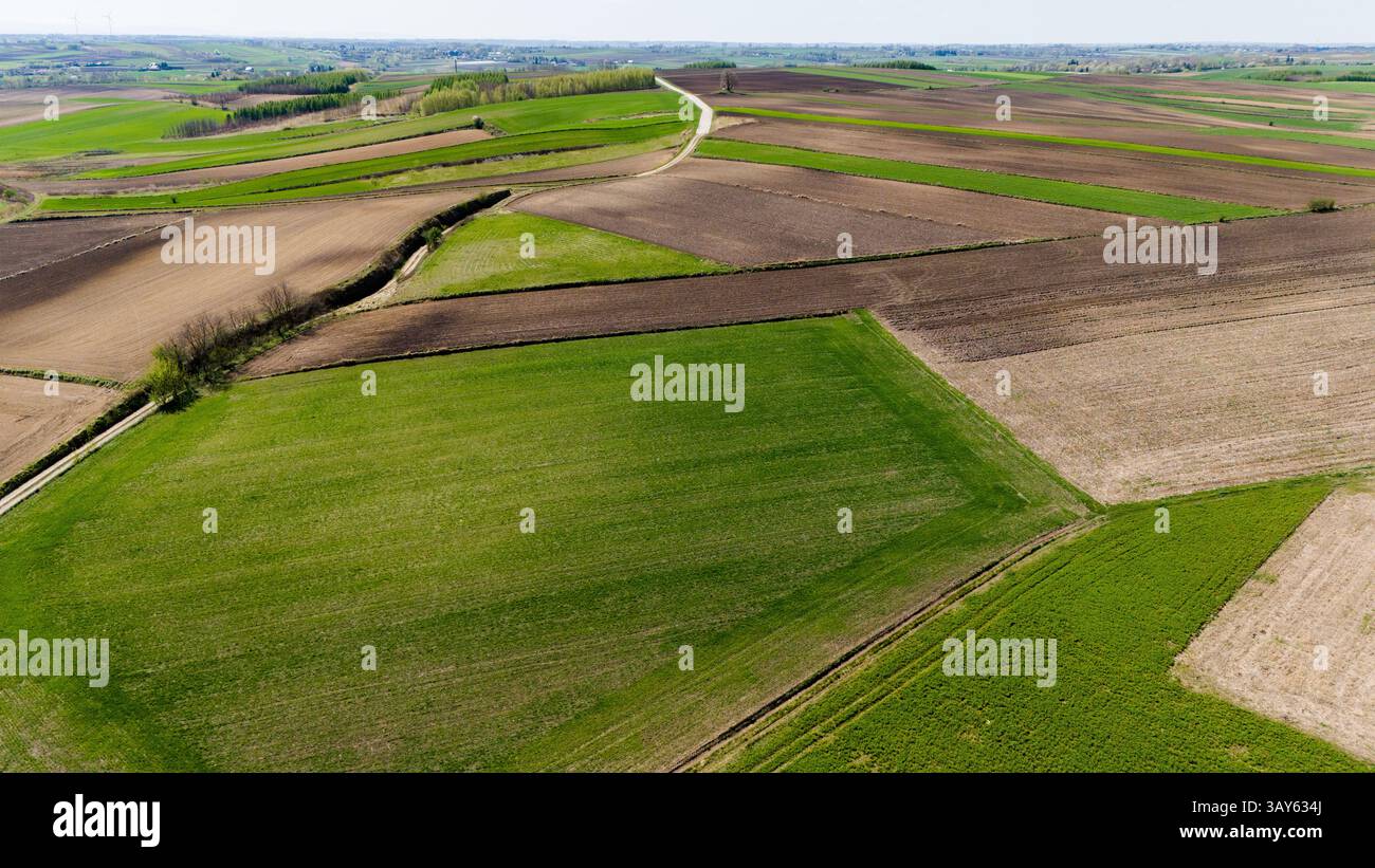 drone footage of rural farm fields in full color Stock Photo - Alamy