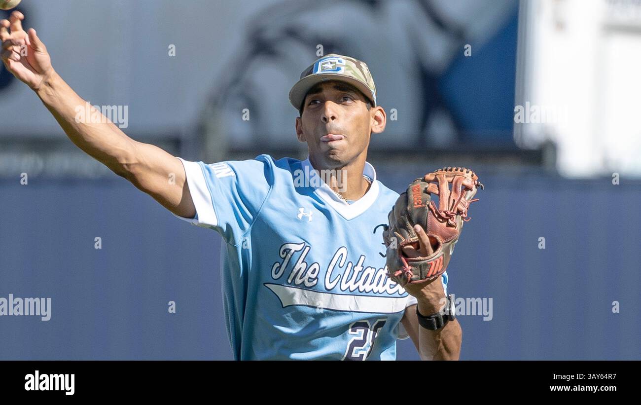 Citadel infielder Aryan Patel (29) during an NCAA baseball game on ...