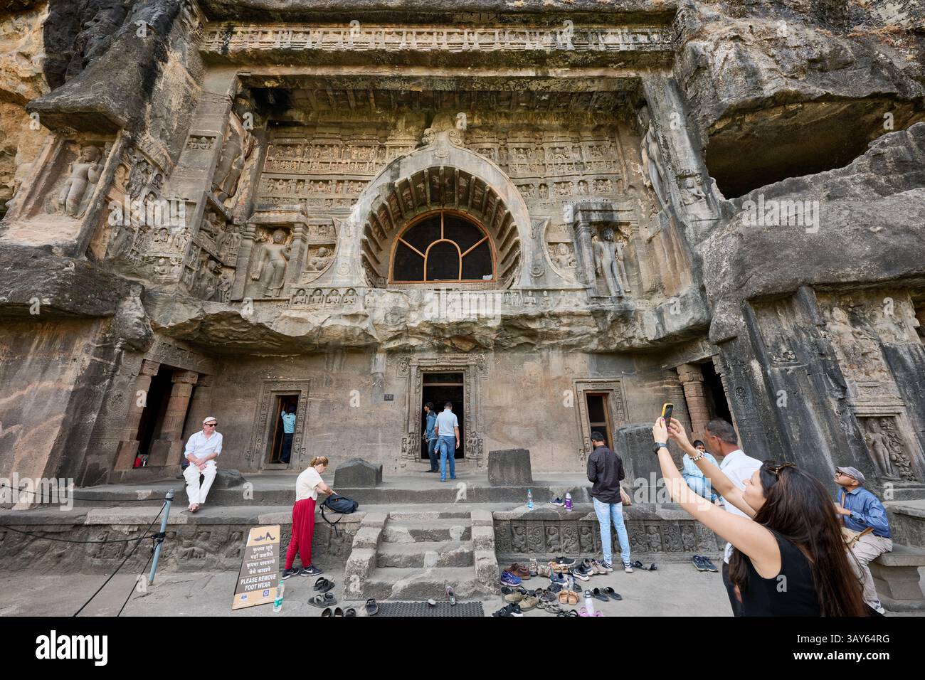 Ajanta caves, facade of Cave No. 26, Aurangabad, India, Asia Stock ...