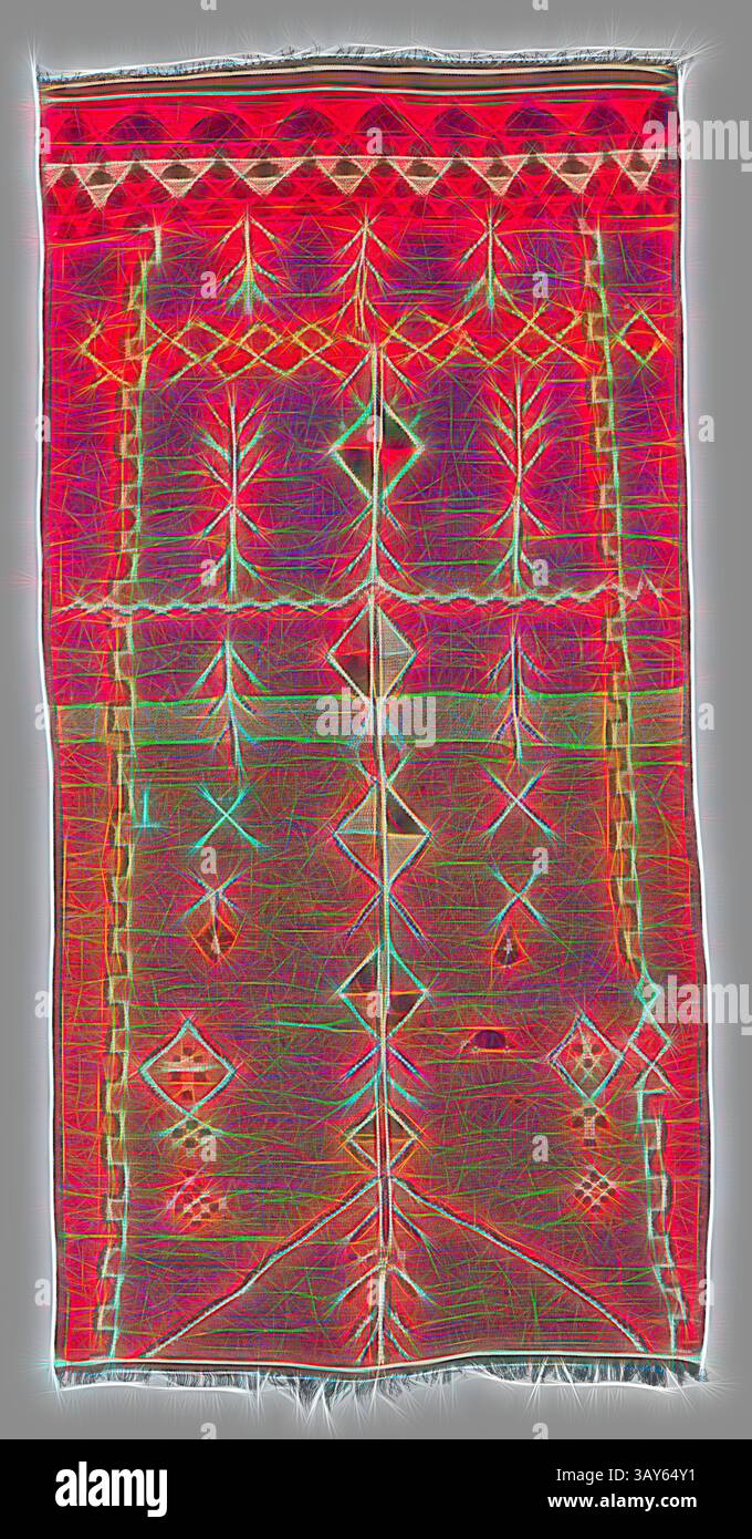 An intricately patterned textile featuring vibrant geometric designs ...