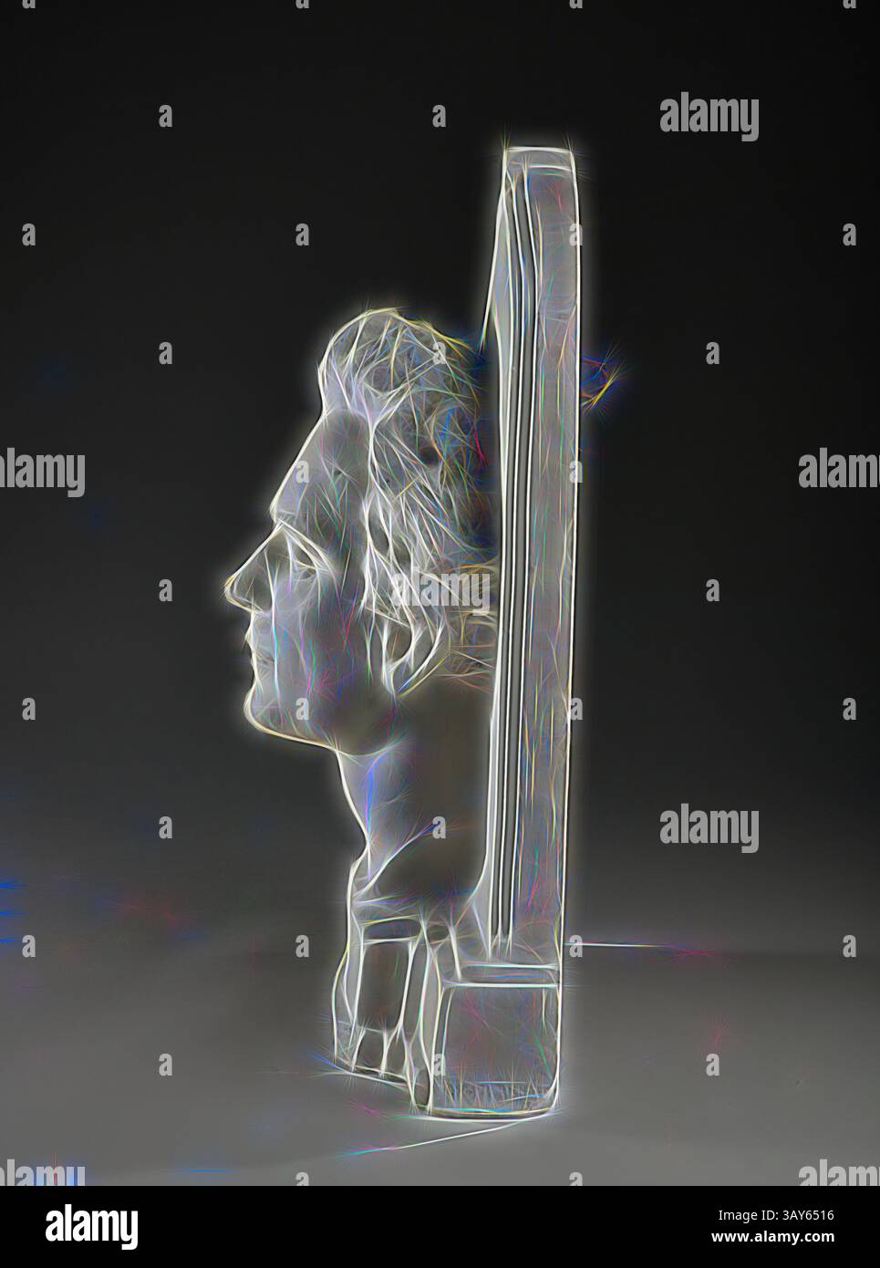 A stylized sculpture of a profile view of a man's head, seamlessly ...