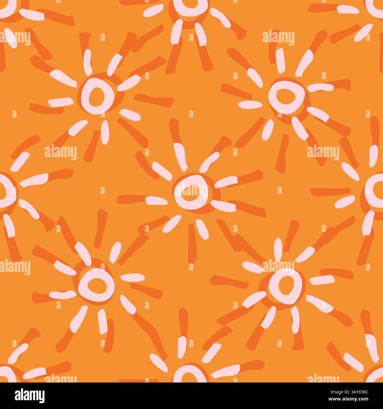 Vibrant fall sunshine seamless nursery pattern. Naive illustration of ...
